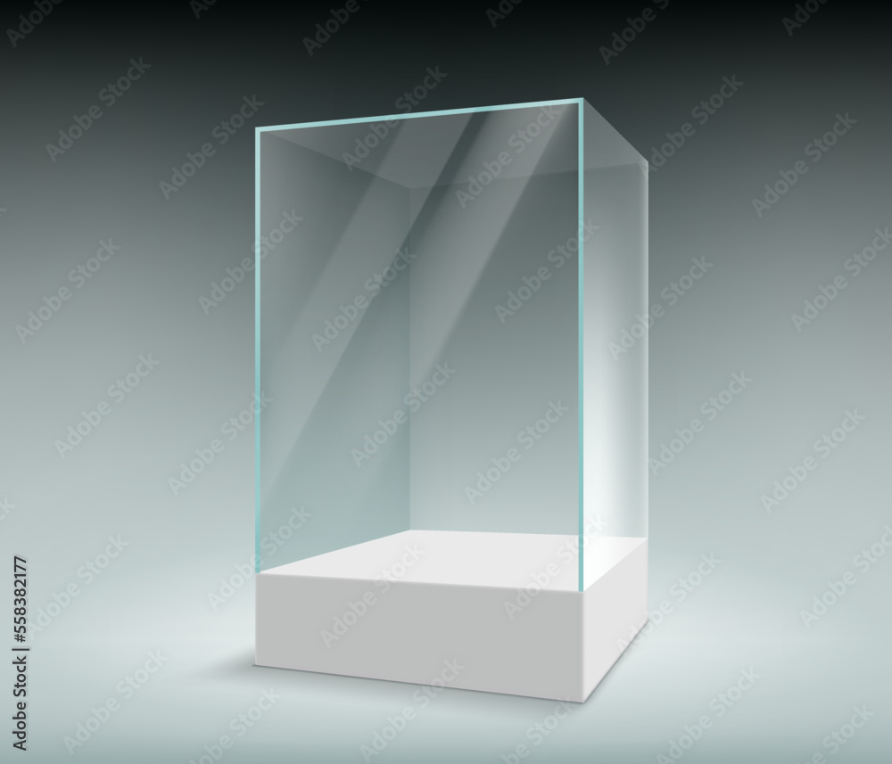Empty transparent glass showcase or box Stock Vector | Adobe Stock