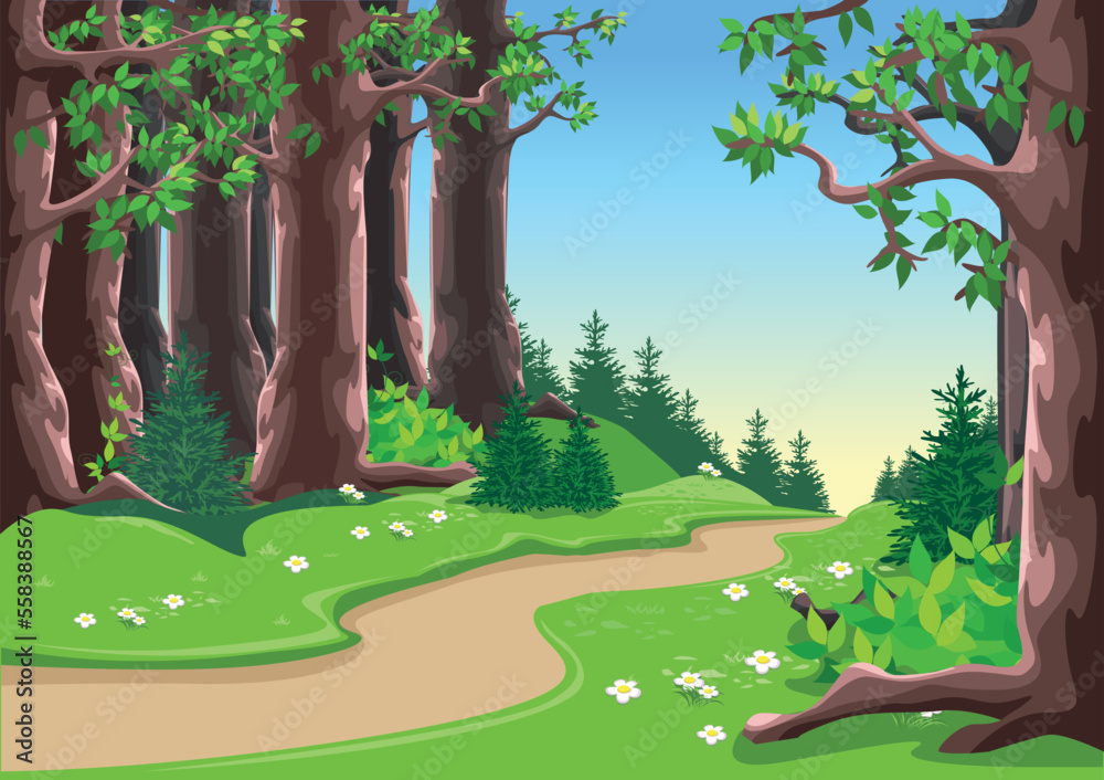 A Path And Trees Clip Art