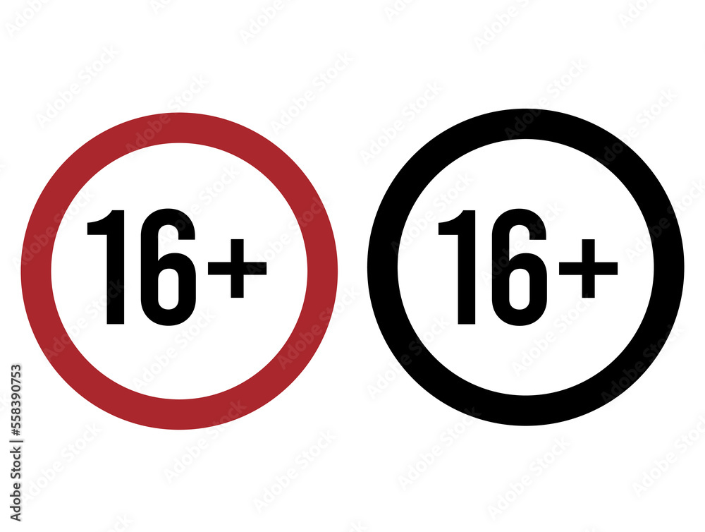 16 plus age restriction sign. Vector set for age recommendation Stock ...