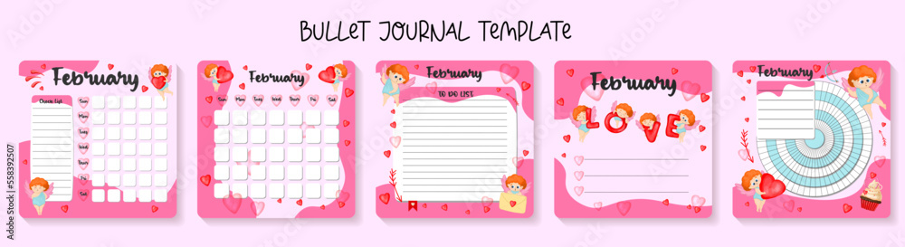 February monthly planner, weekly planner, habit tracker template and ...