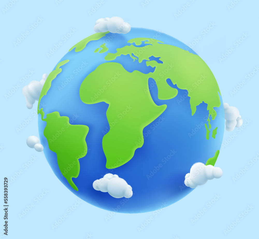 Earth's ecosystem with atmosphere, water and clouds surrounding the ...