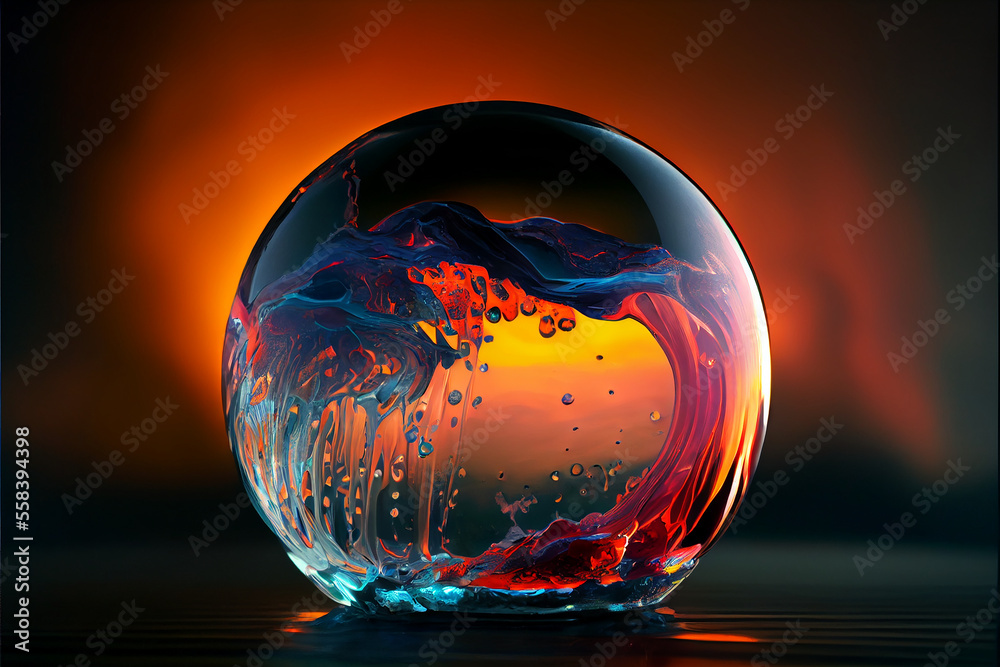 Lava lamp within a sphere of water ai art Stock Illustration | Adobe Stock