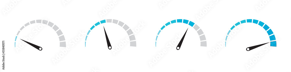 Speedometer Icon Set Customer Satisfaction Indicator Level Risk Level Gauge Info Graphic