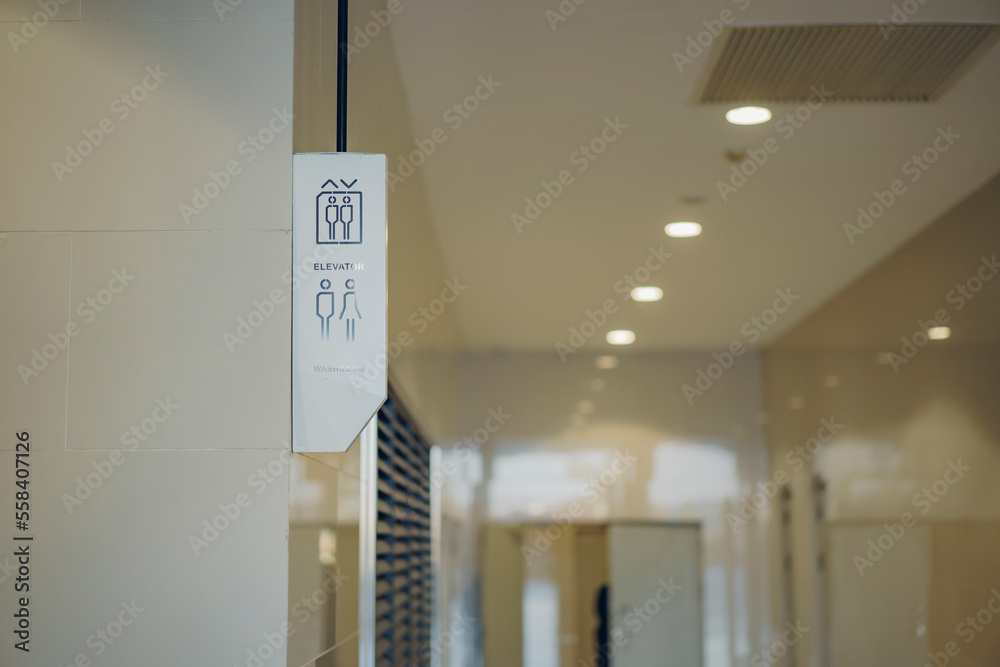 Restroom sign on a toilet door. Men and women WC signs for restroom ...