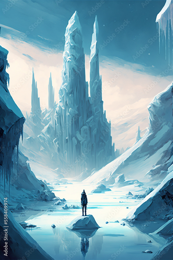 Frosty, snow-covered tundra of the Frostlands. The stark, white ...