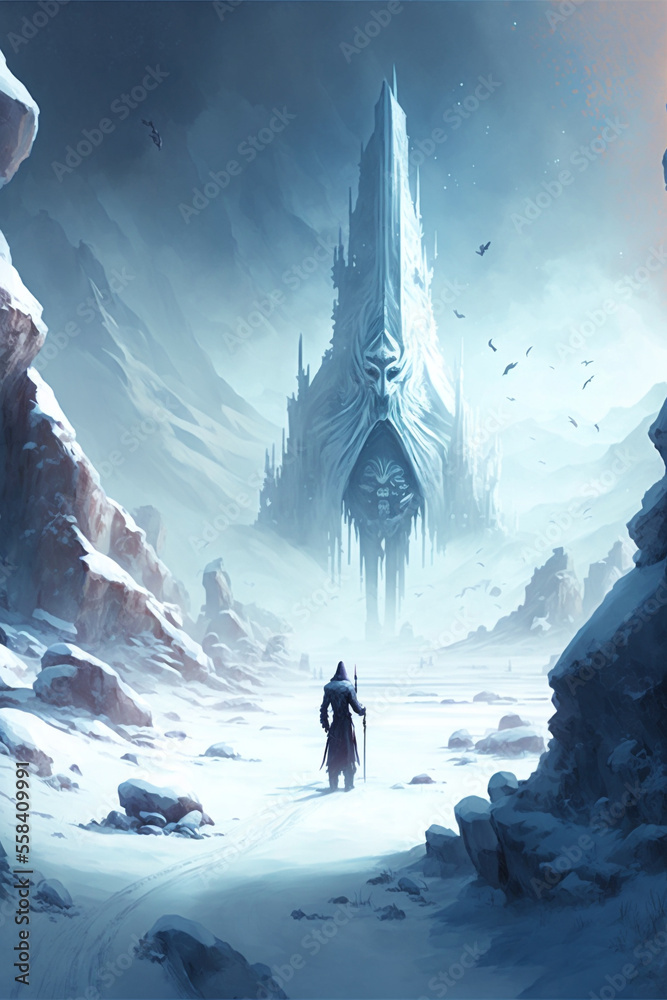 Frosty, snow-covered tundra of the Frostlands. The stark, white ...