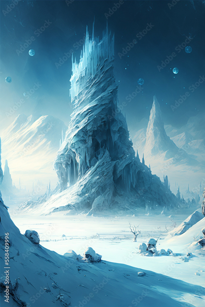 Frosty, snow-covered tundra of the Frostlands. The stark, white ...