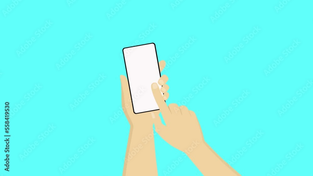 Animated footage of a human hand holding a smartphone with a white ...