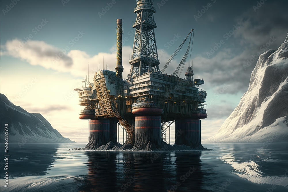 Oil rig platfomr, on a calm sea, ultra realistic image, Generative Ai ...