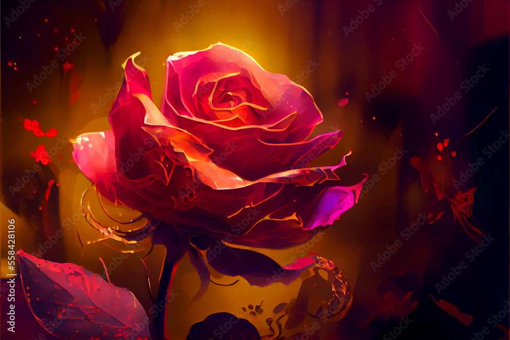 Majestic ruby red rose golden background magical magestic. Love ...