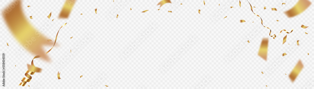 Golden confetti serpentine, falling lace confetti, streamer, tinsel on ...