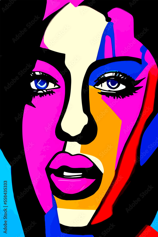 imaginative and fictional face of a woman, as fanciful and invented ...