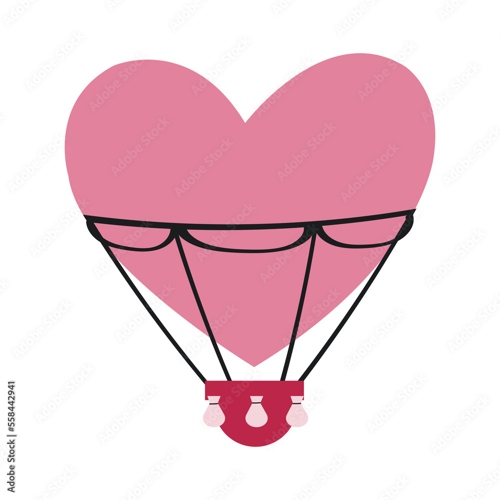 Cute pink heart shaped hot air balloon. Stock Vector | Adobe Stock