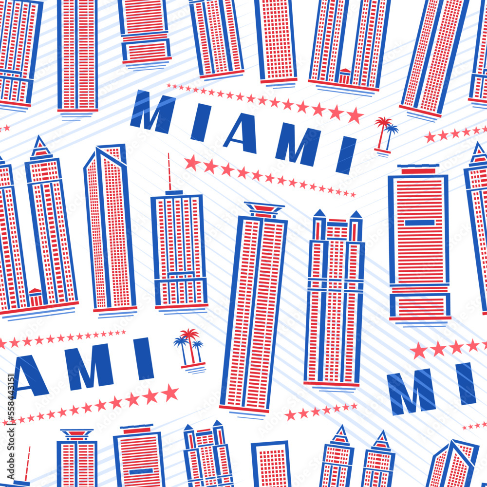Vector Miami Seamless Pattern, square repeat background with ...