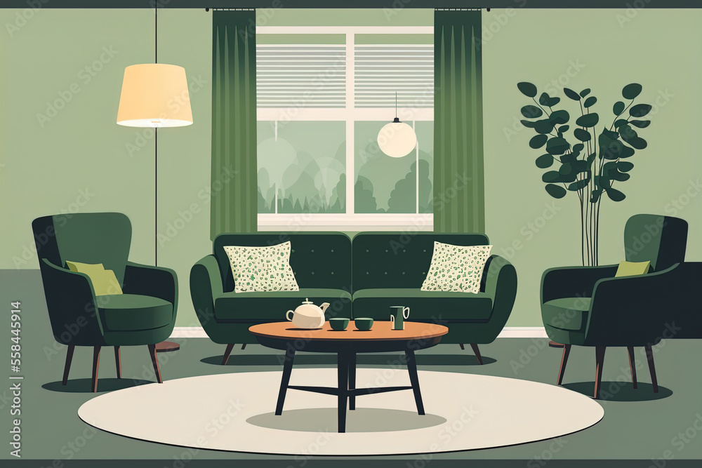 furniture interior design for homes. Modern living room with flat style ...