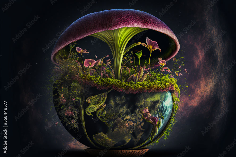 Exotic graphic presentation of the planet Earth as an oversized ...