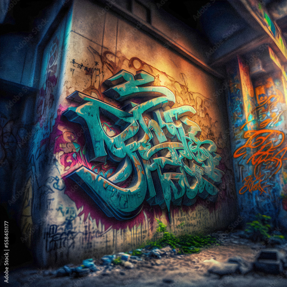 Chinese Graffiti on street wall, illustartion, granular texture Stock ...