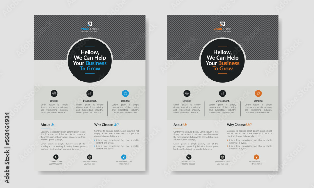 Flyer Design Set. Business Modern Flyer design with 2 colors. Template ...