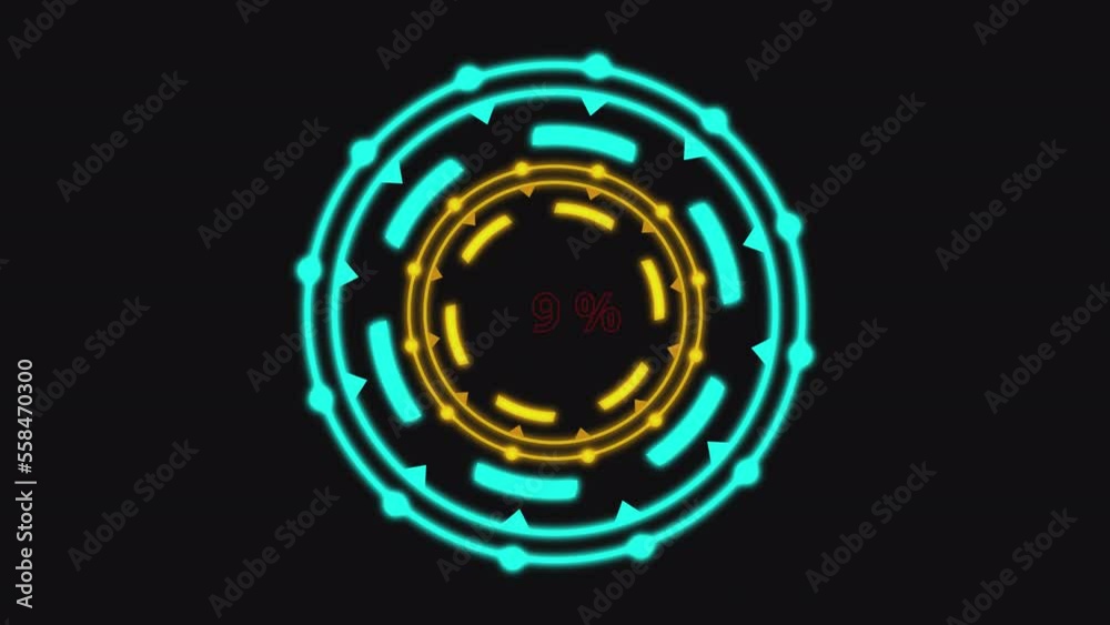 Stockvideon Animated glowing circles as retina scan for biometric ...