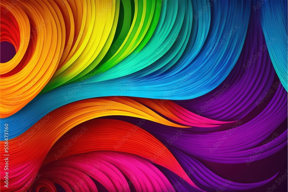 a colorful abstract background with wavy lines and colors of rainbows ...