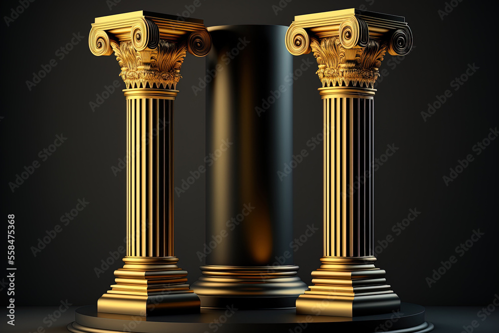 Columns in gold and black marble that are elegant and modern ...
