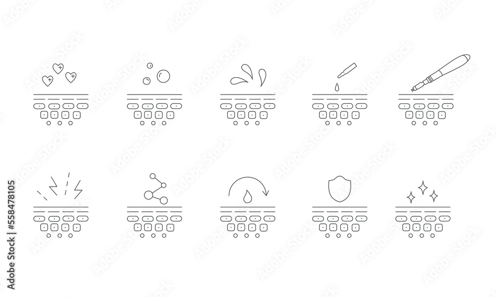 Derma roller, dermapen or mesopen line icon for face treatment. Vector ...