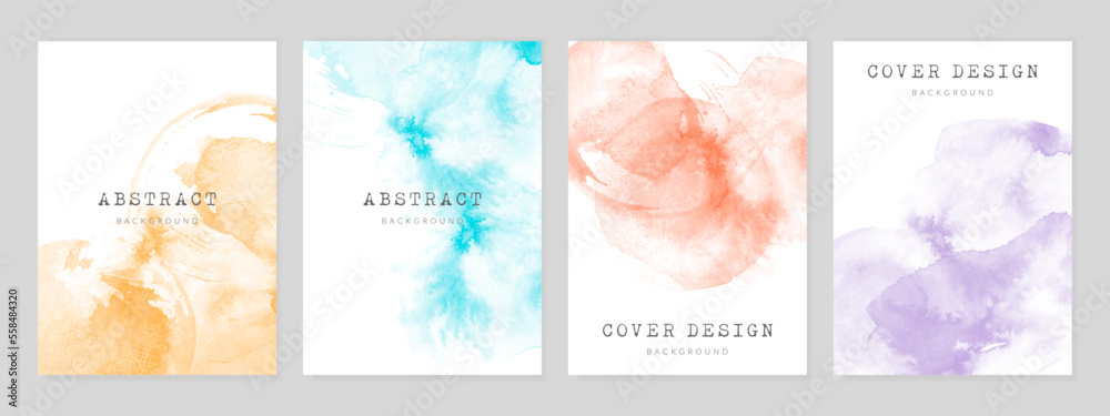Watercolor colorful cover design set. Creative abstract art backgrounds ...