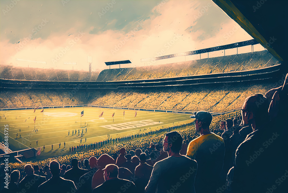 Sports stadium with a huge crowd of fans. Stock Illustration | Adobe Stock