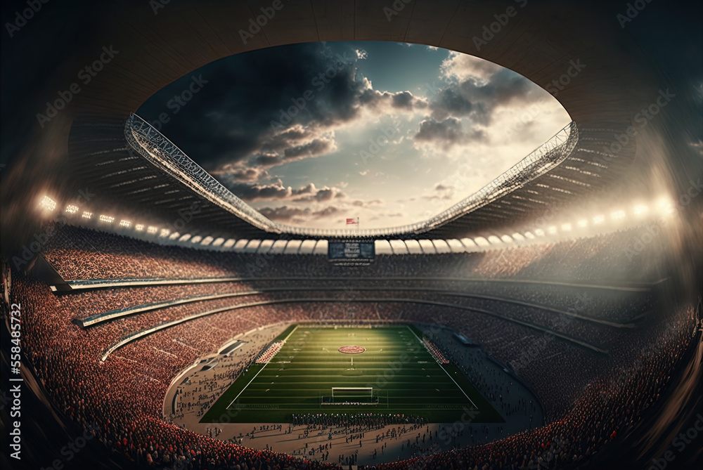Sports stadium with a huge crowd of fans. Stock Illustration | Adobe Stock