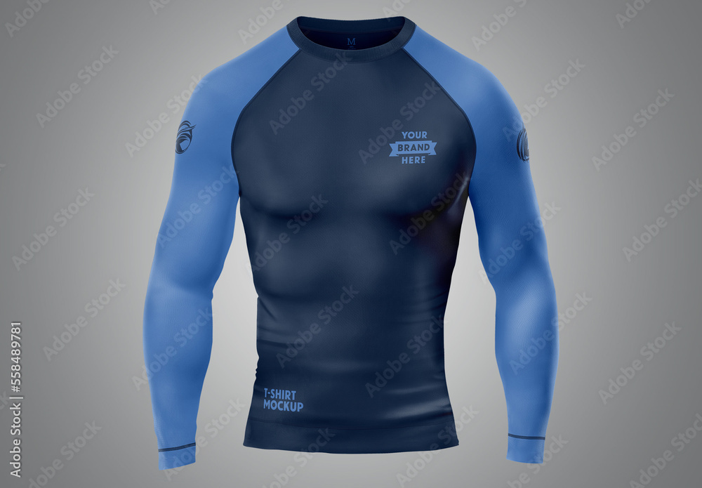 Long Sleeve Compression T-Shirt - Front View Stock Template | Adobe Stock