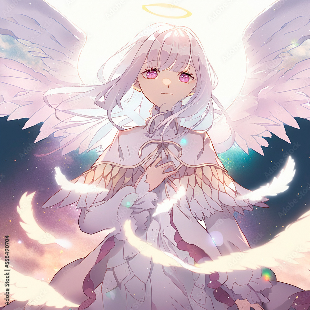 Beautiful angel girl in anime style. High quality illustration Stock ...
