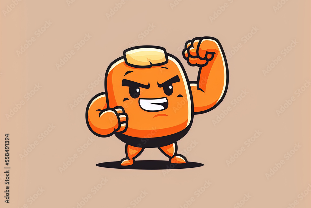 Illustration of an emoji motion with a biceps. emoticon of a muscle ...
