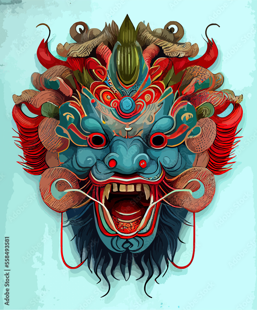 Vector illustration of a chinese dragon mask. Stock Illustration ...