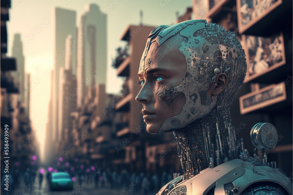 Fictional Character of futuristic humanoid like beautiful human in ...