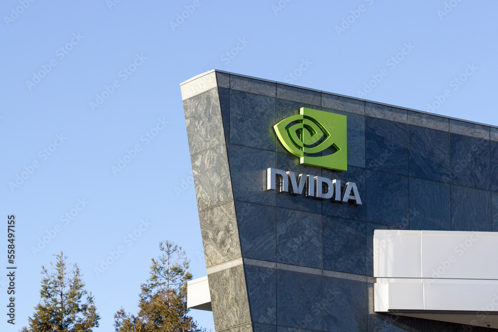 Santa Clara, CA, USA - Feb 11, 2020: The Nvidia logo is seen at Nvidia ...