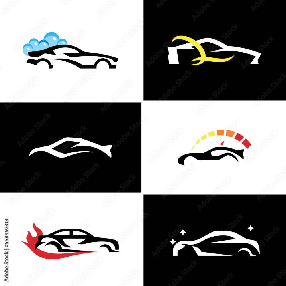 Concept supercar and regular car vehicle silhouette collection set ...