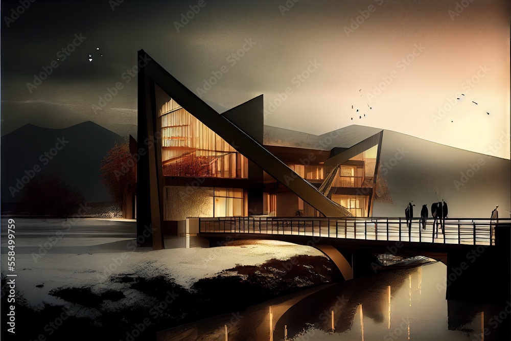Experimental Architecture Design Creative Beautiful. AI generated art illustration. Stock ...