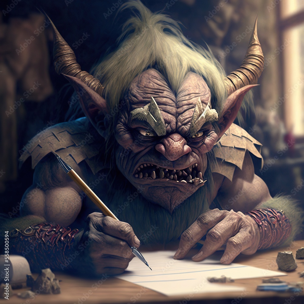 Patent troll writing angry letter on a paper, concept of patent trolls ...