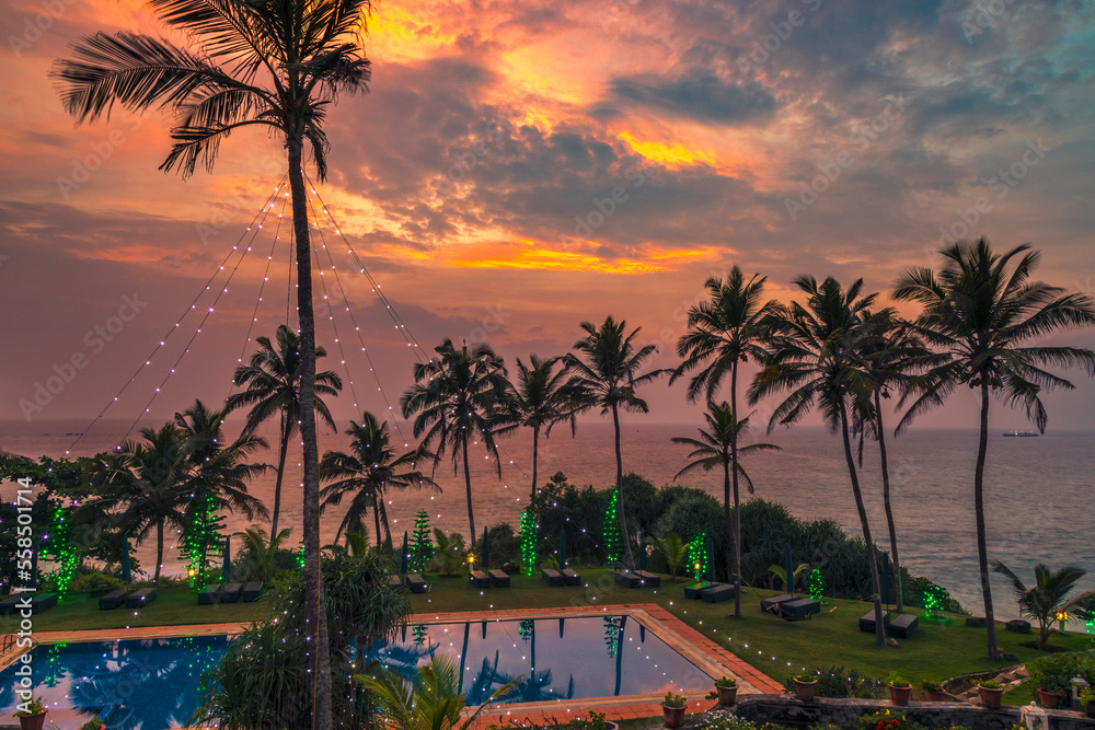 Sunset over Kovalam Beach in Kerala, South India Stock Photo | Adobe Stock