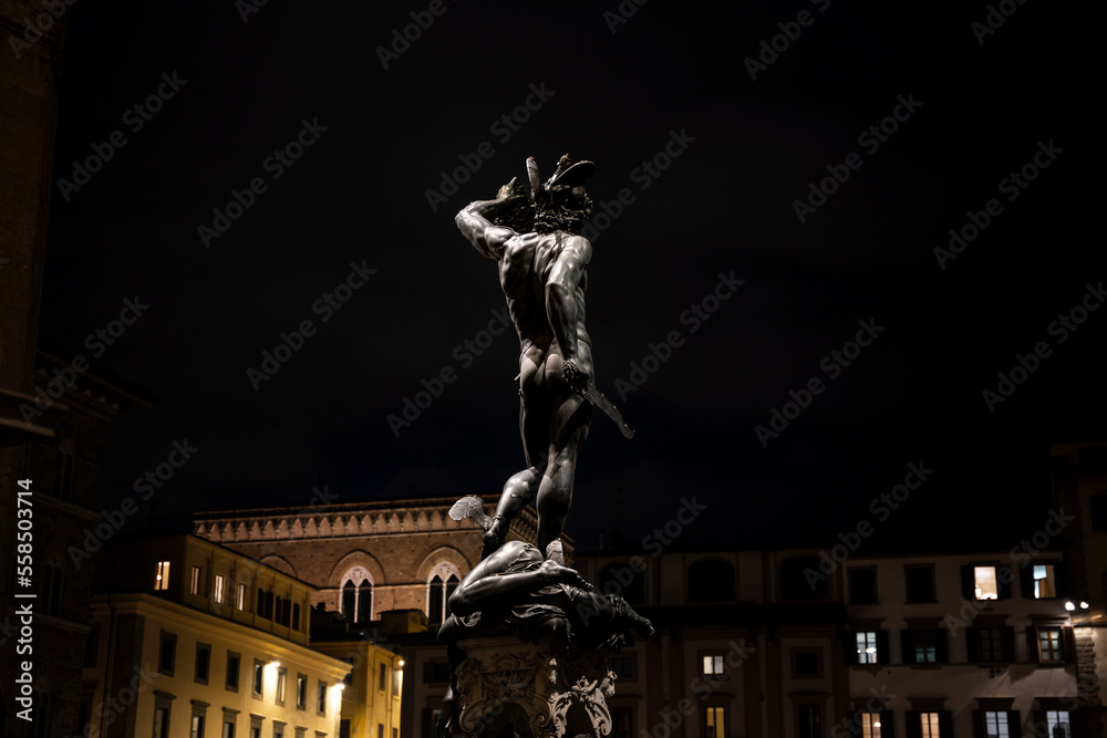 Plakát The sculpture "Perseus with the Head of Medusa", bronze statue ...