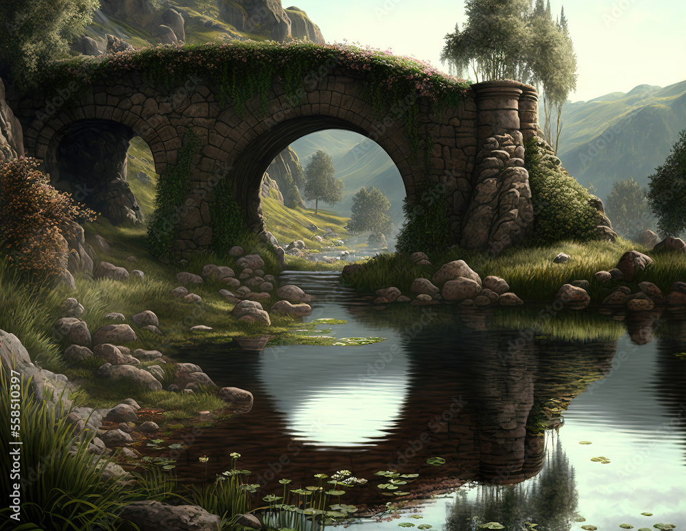 old stone bridge. sketch art for artist creativity and inspiration ...
