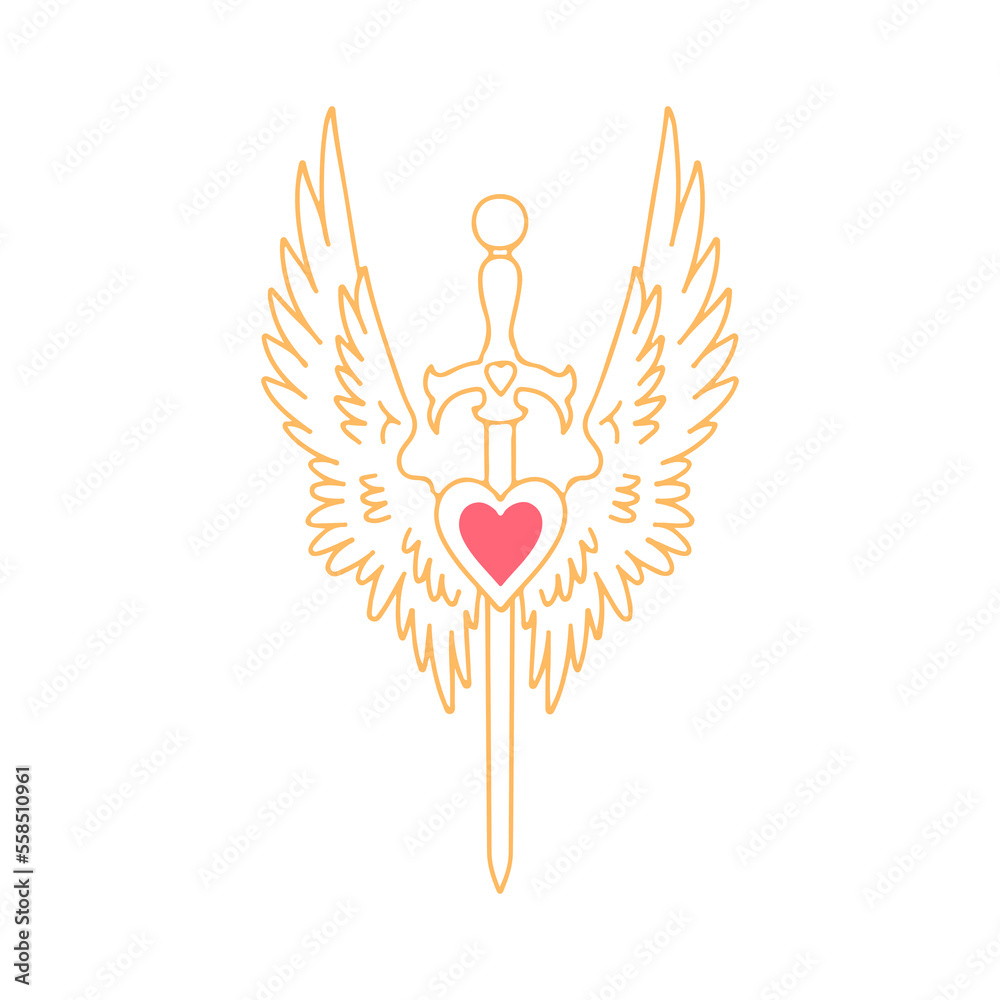 vector illustration of a sword with wings Stock Vector | Adobe Stock