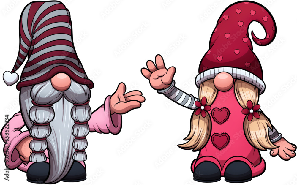 Cute Valentine’s Day Gnomes. Vector clip art illustration with simple ...