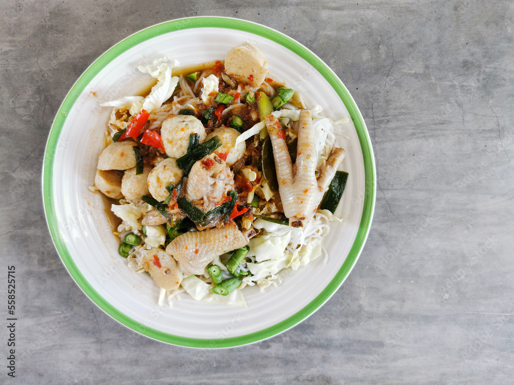Khanom Chin. Thai rice noodle dish. street food Thailand. Stock Photo ...
