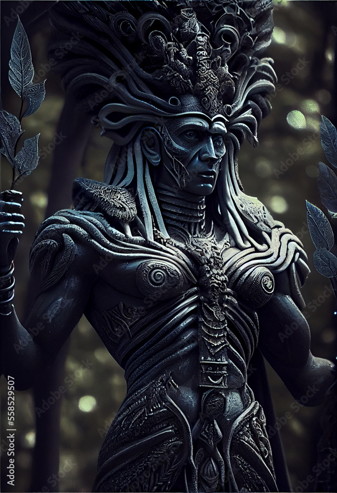 Statue of the Sumerian God Enki - Digital Illustration - Generated by ...