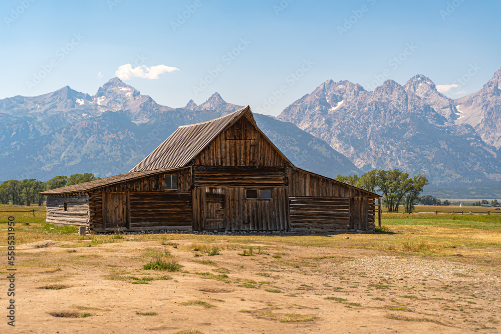 The famous T.A. Moulton Barn on mormon row in Grand Teton national park ...