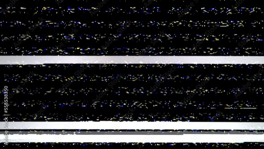 Blue and yellow static, with white horizontal bars, flicker randomly on ...