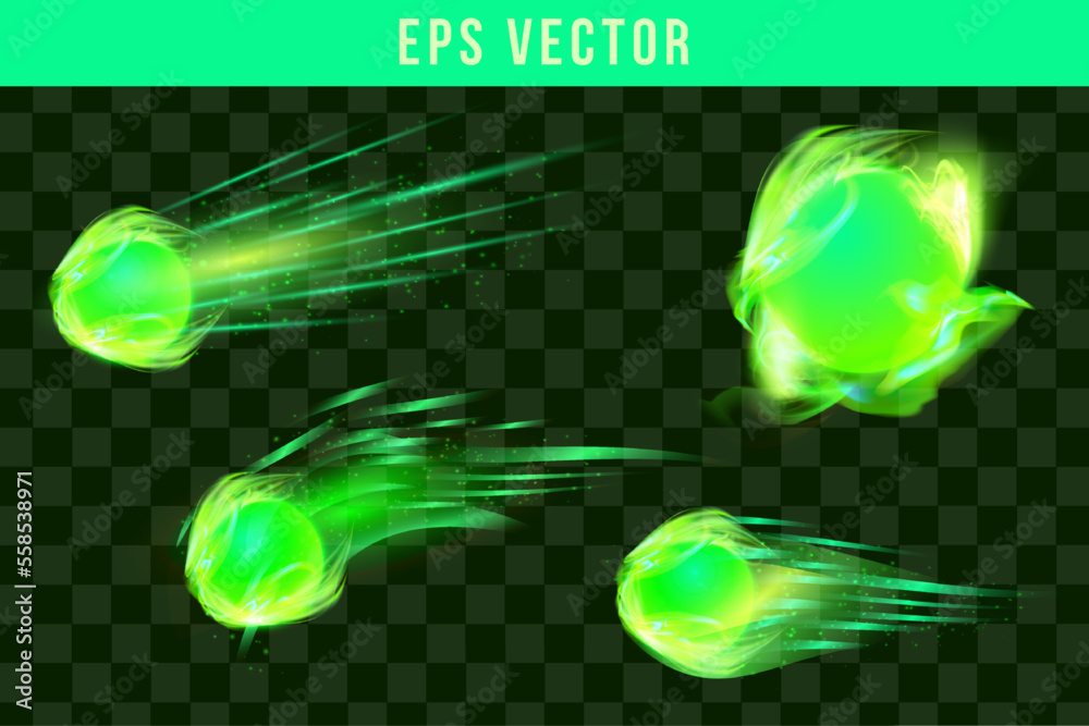 Magic green flame. Realistic fire isolated on black background. Special ...