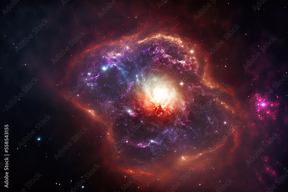 Space background with vivid nebula and stars, supernova exploding stars ...