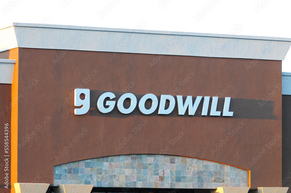 Storefront, logo and sign of a Goodwill store in Apache Junction ...